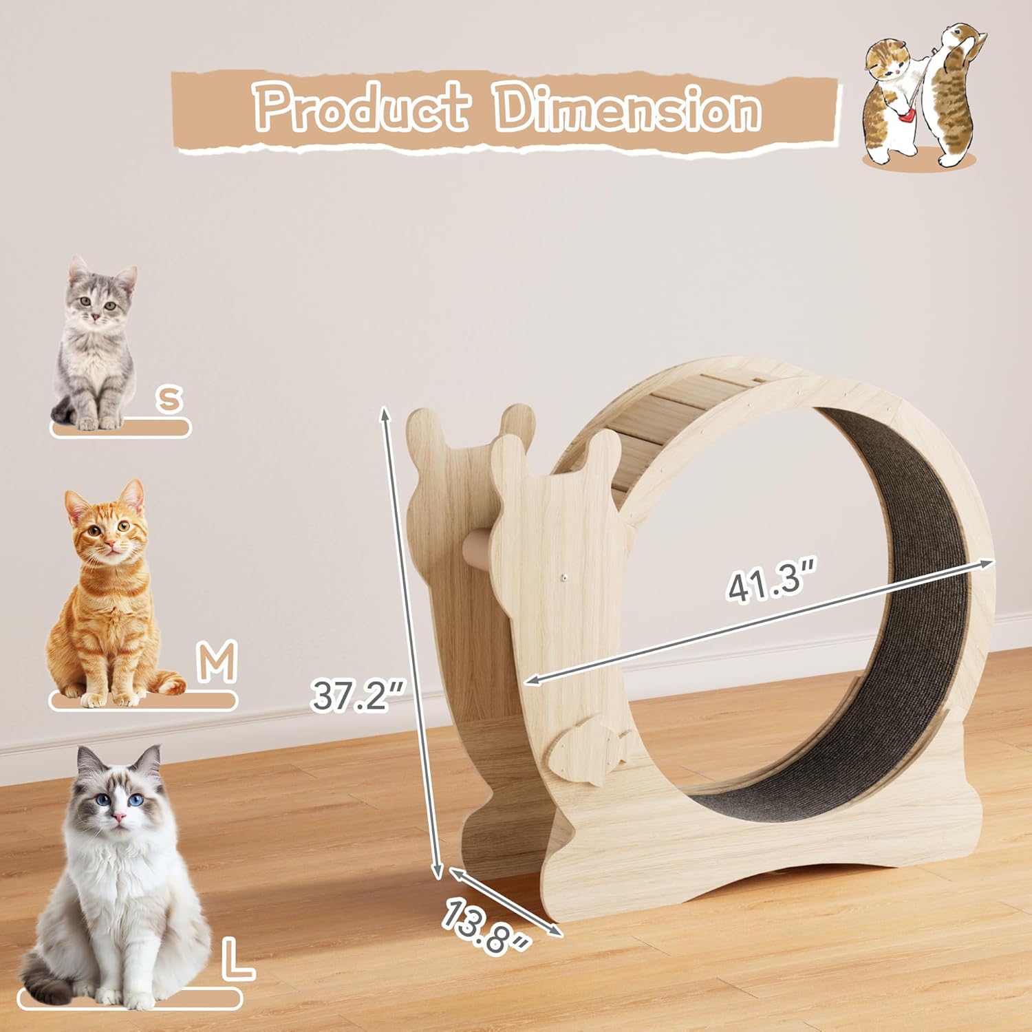 Large Cat Exercise Wheel for Indoor Cats Silent Running with Locking ...